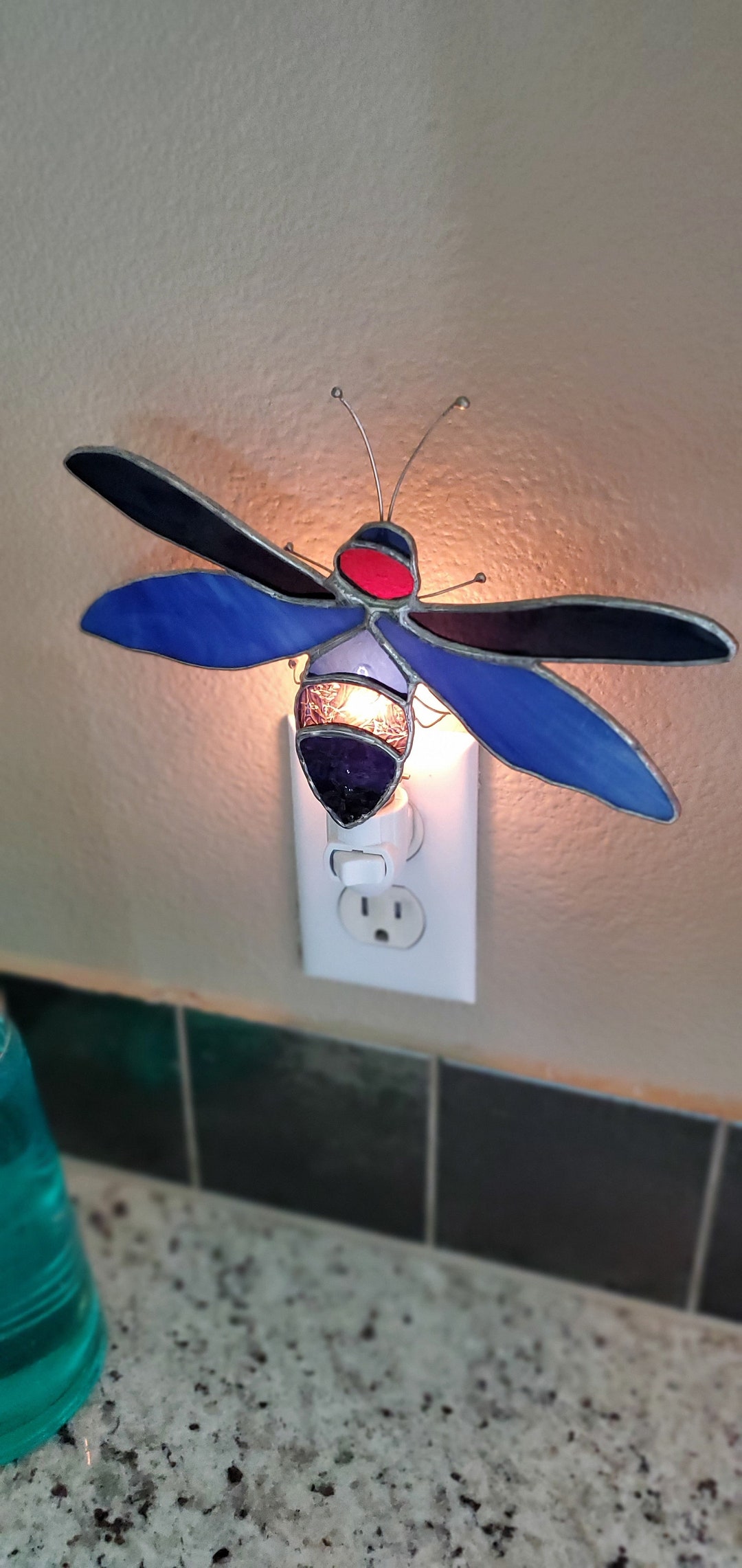 Dragonfly, Stained Glass Firefly Night Light, Bug Insect Lover, Gift ...