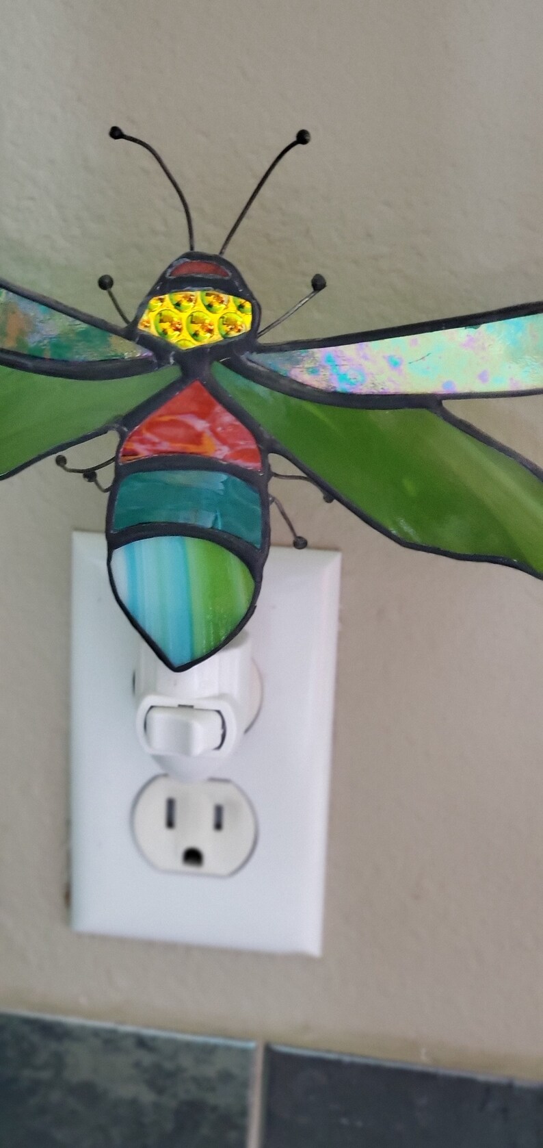 Dragonfly, Stained Glass Firefly Night Light, Bug Insect Lover, Gift ...