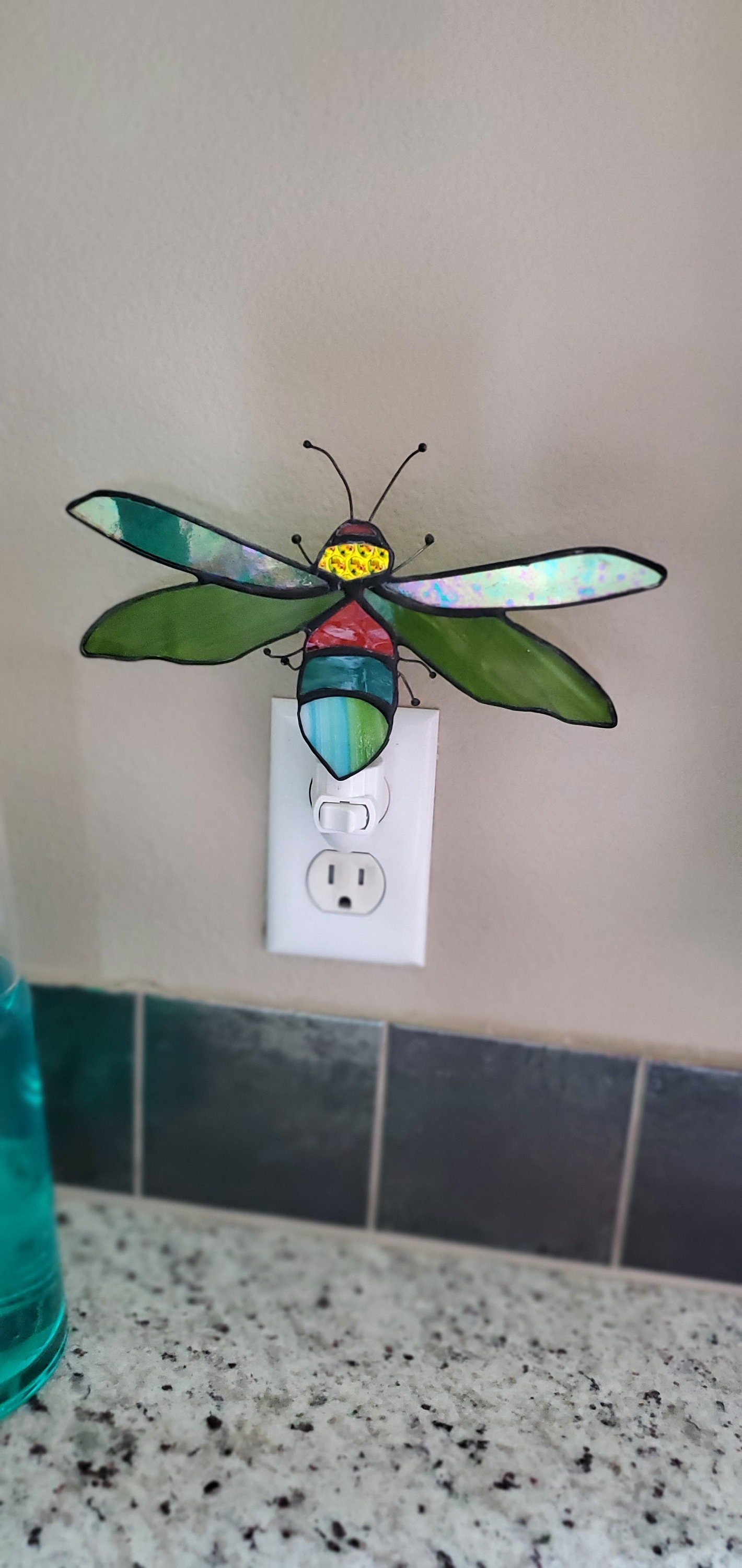 Dragonfly, Stained Glass Firefly Night Light, Bug Insect Lover, Gift ...