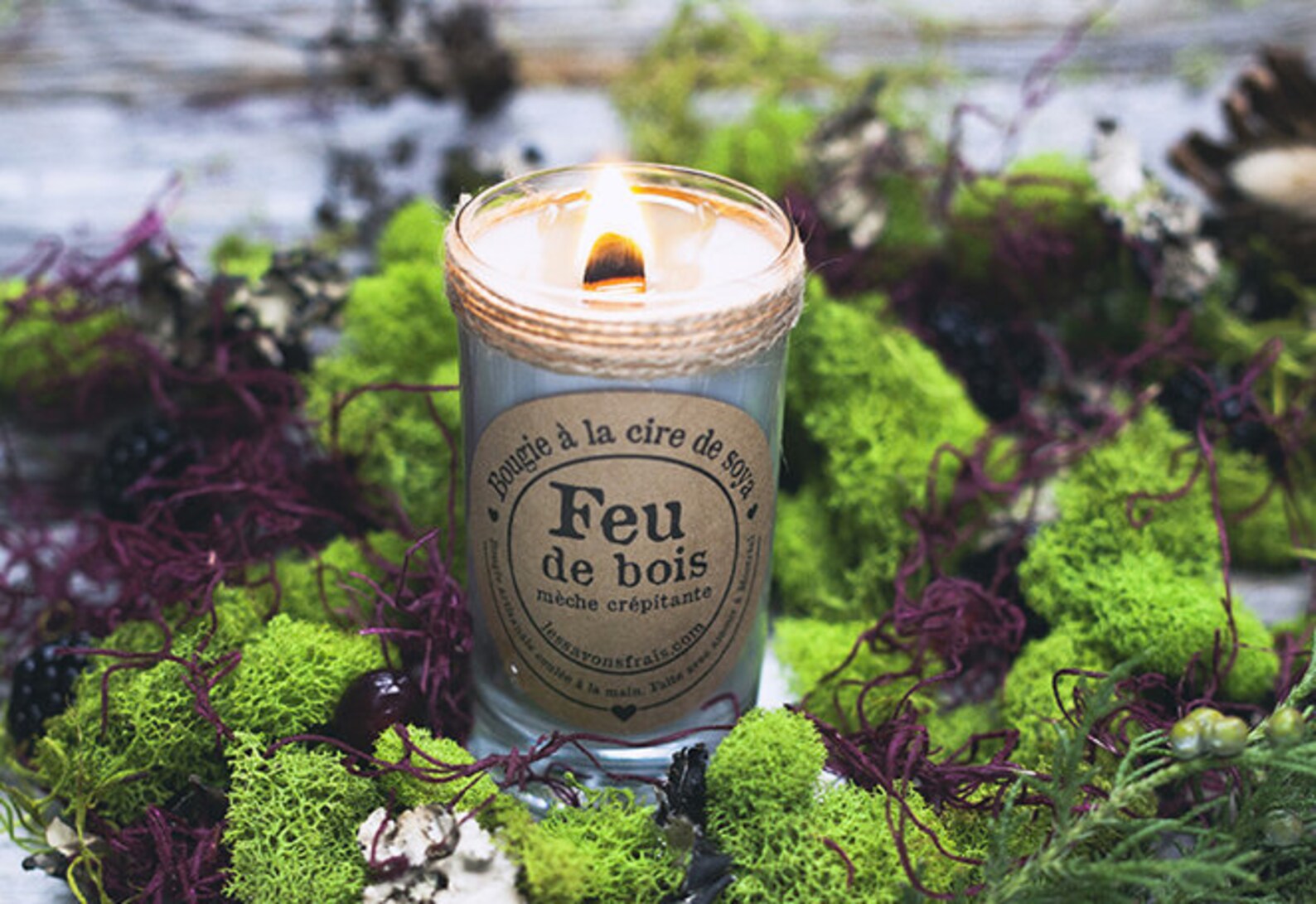 Chandelle L odeur De Feu De Bois Avec M che Qui Cr pite Etsy Canada