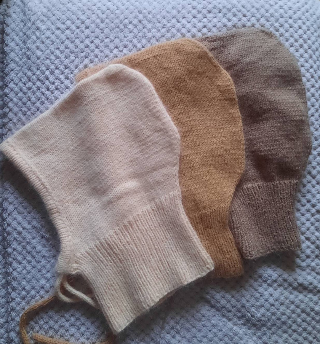 Beige Knit Angora Hood/camel Knit Angora Hood/cream Knit Angora Hood ...