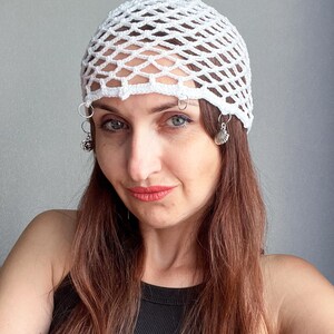 White Crochet Mesh Hat/croshet Lace Hat/white Crochet Net Hat/crochet ...