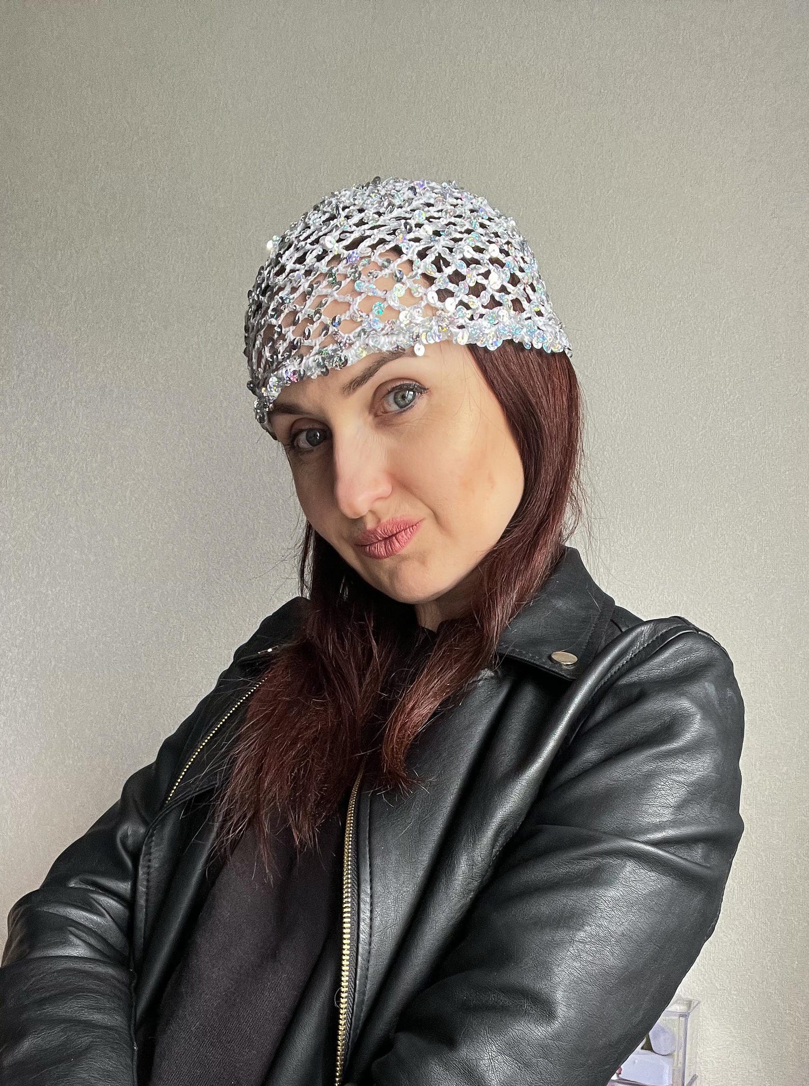 White Crochet Sequin Mesh Hat/croshet Lace Hat/white Crochet Net Hat ...