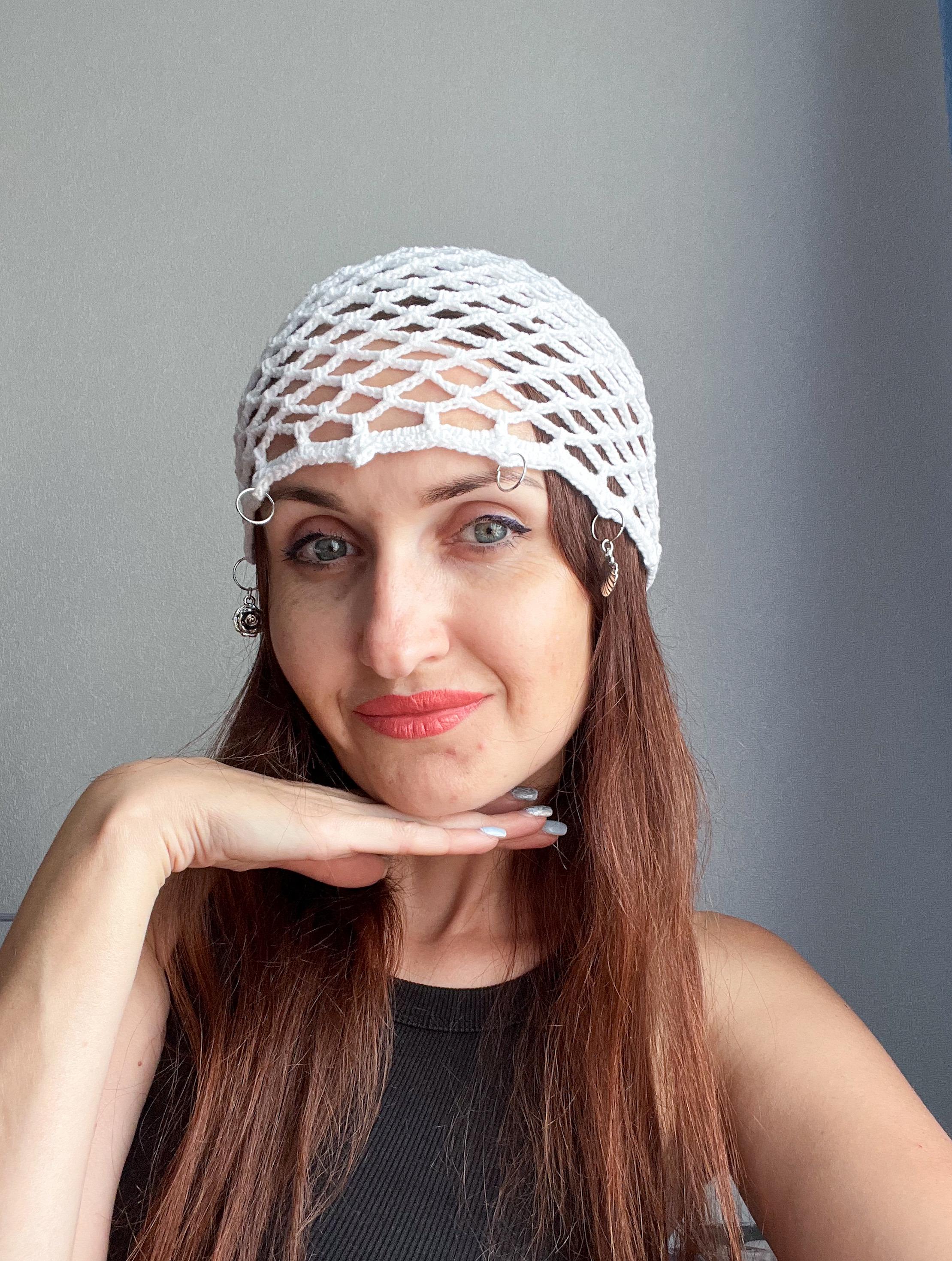 White Crochet Mesh Hat/croshet Lace Hat/white Crochet Net Hat/crochet ...