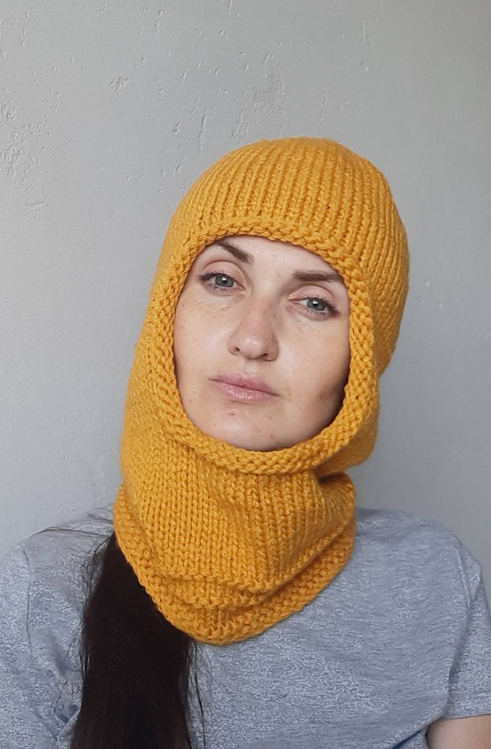 Burnt Orange Knit Hood/burnt Orange Balaclava/knit Orange Hood/knitted ...