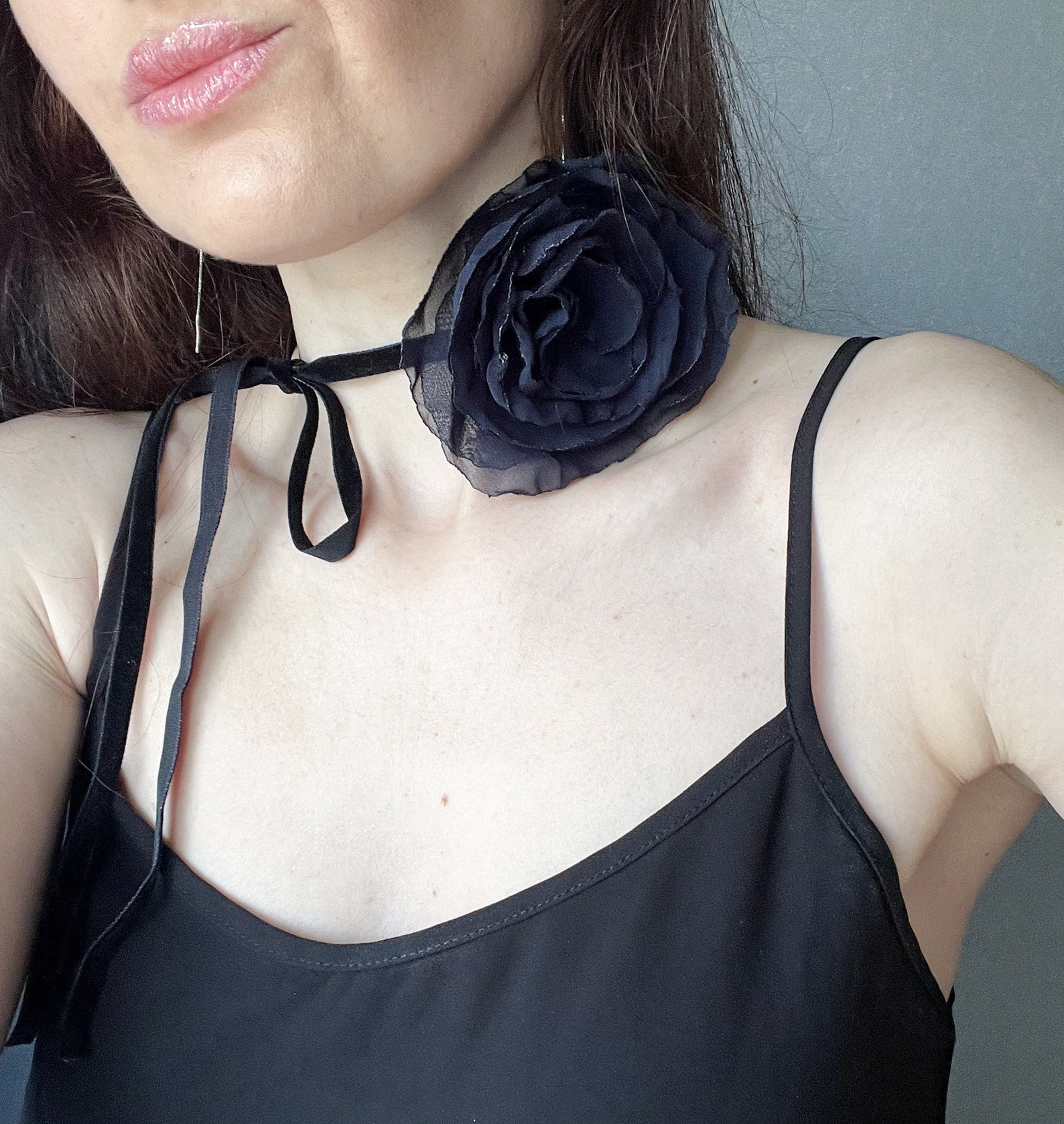Black Rose Flower Choker/black Rose Necklace/rose Flower Choker /rose ...