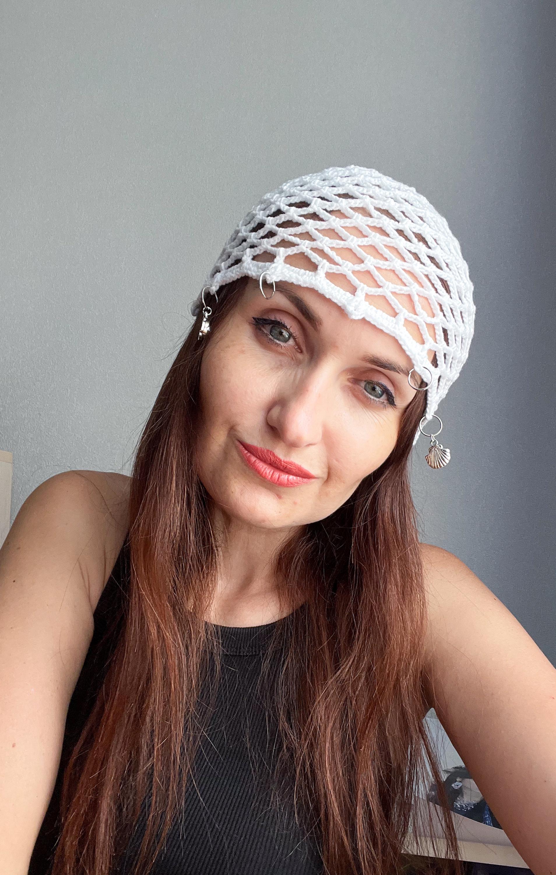 White Crochet Mesh Hat/croshet Lace Hat/white Crochet Net Hat/crochet ...