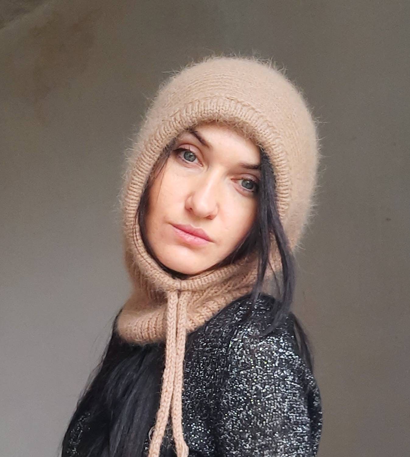 Beige Knit Angora Hood/beige Knit Angora Balaclava/knitted - Etsy