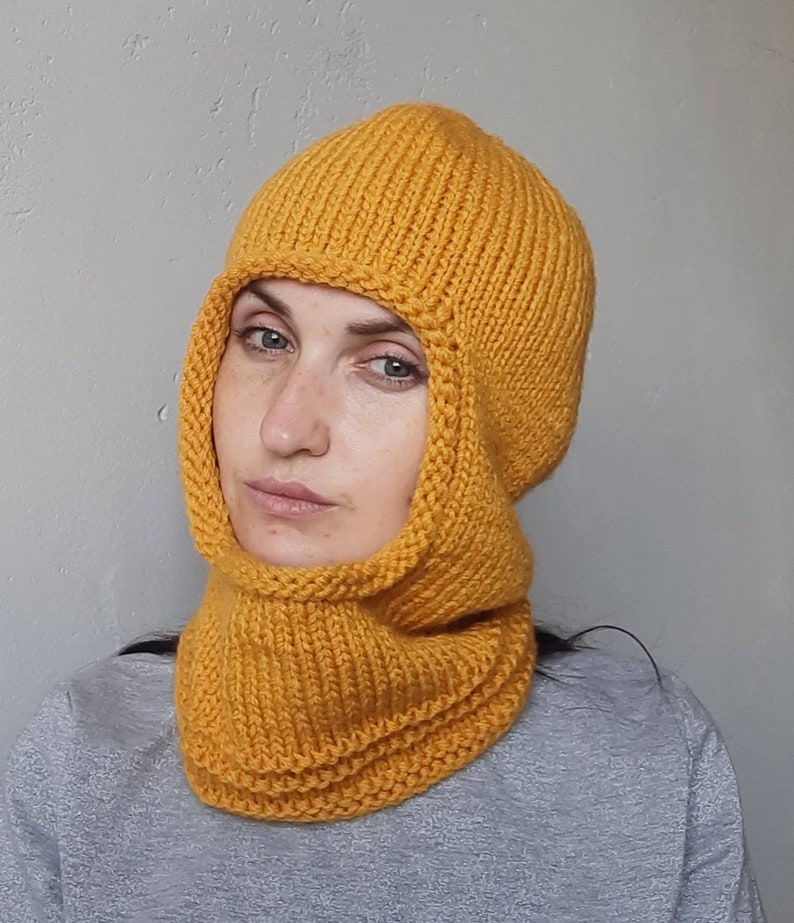 Burnt Orange Knit Hood/burnt Orange Balaclava/knit Orange Hood/knitted ...