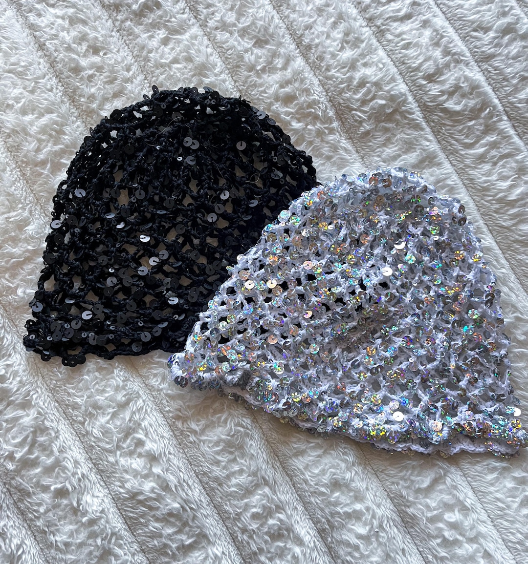 White Crochet Sequin Mesh Hat/croshet Lace Hat/black Crochet Net Hat ...