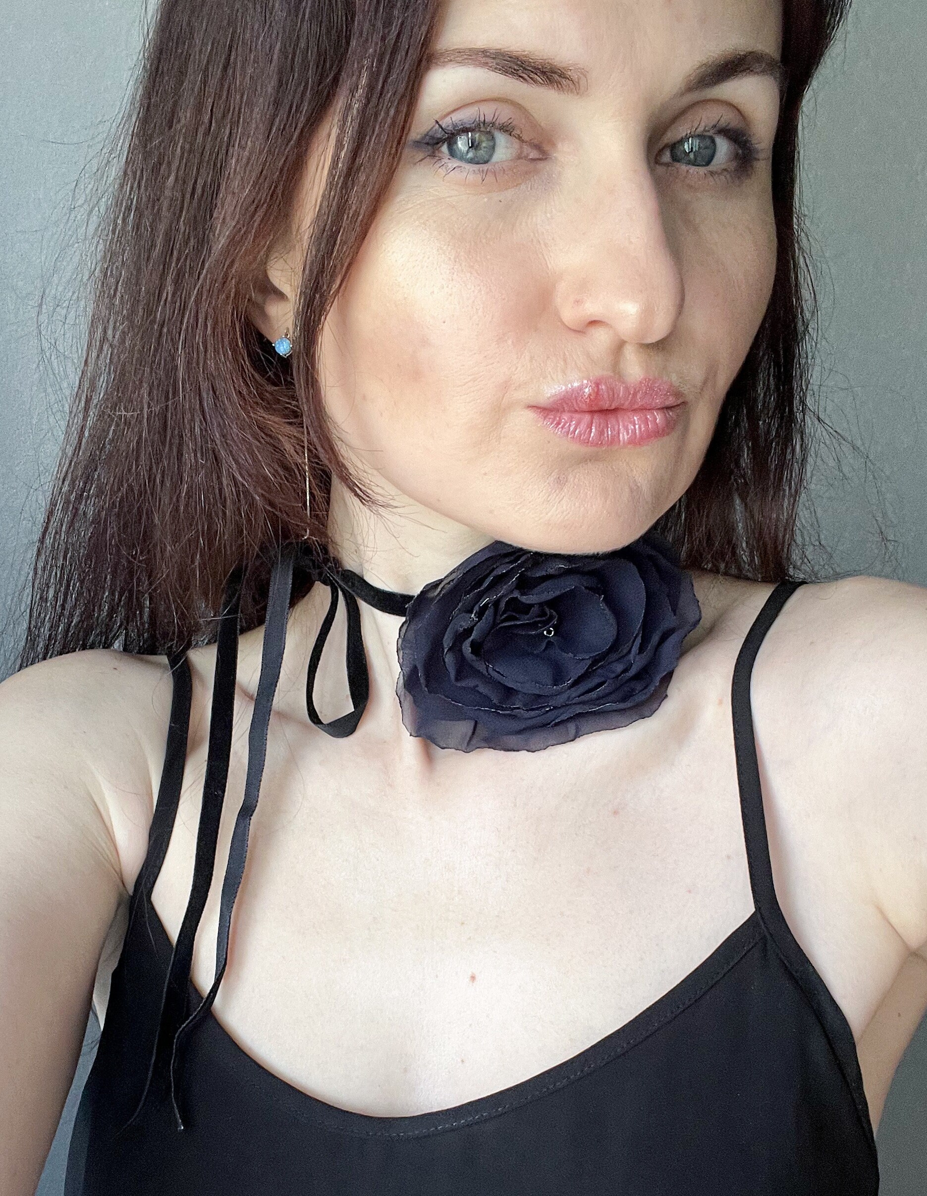 Black Rose Flower Choker/black Rose Necklace/rose Flower Choker /rose ...