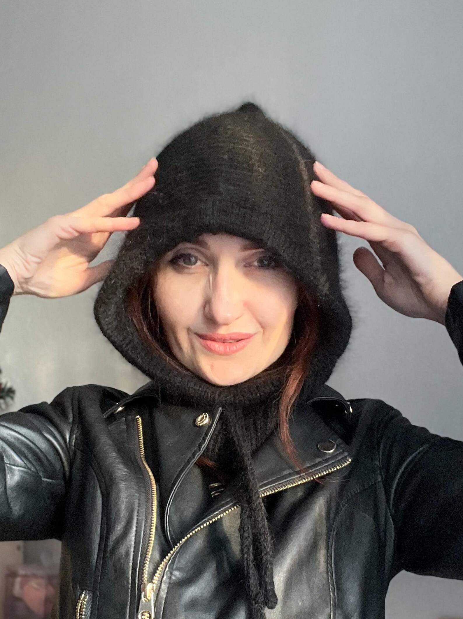 Black Knitted Hood/black Angora Balaclava/knit Angora Hood/knitted ...