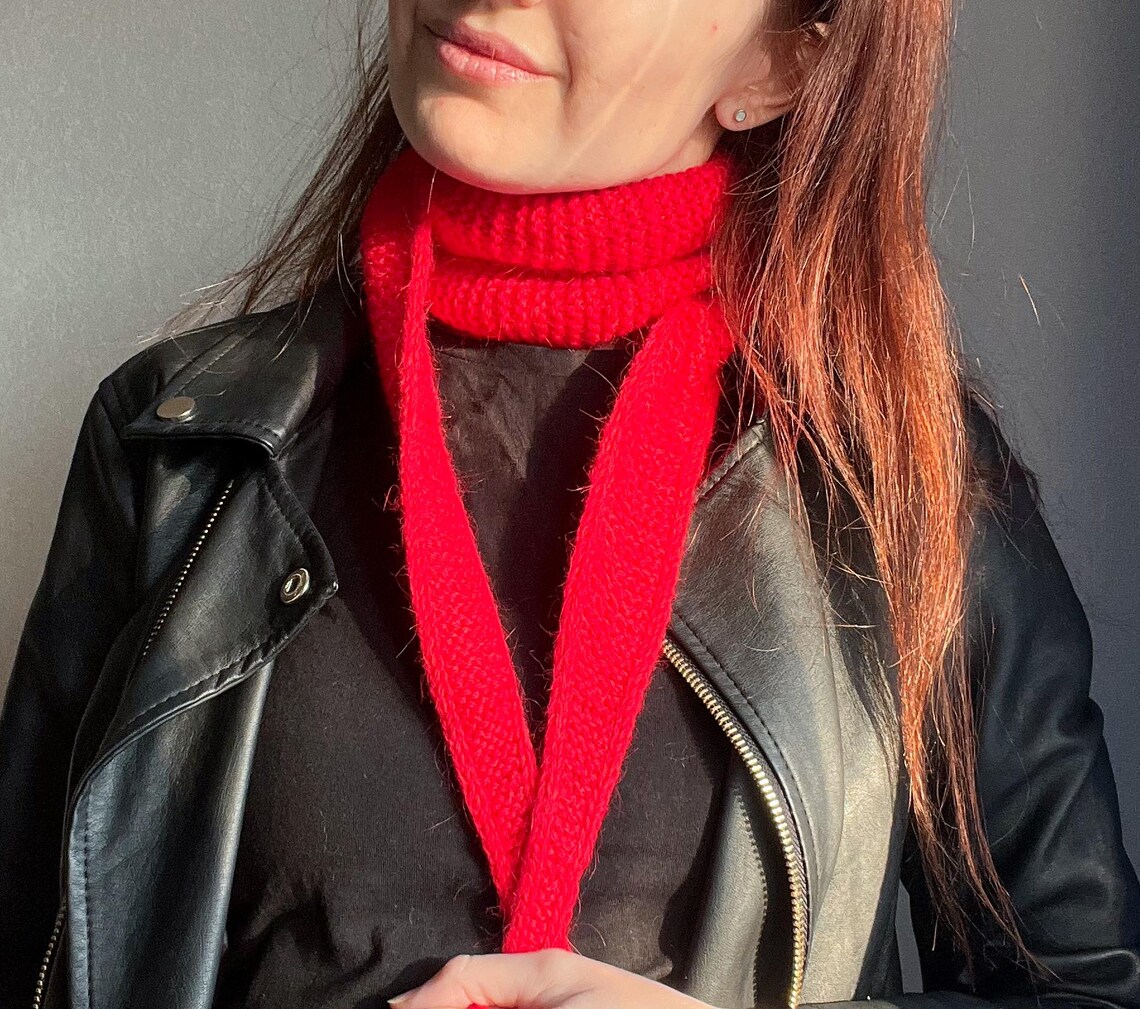 Red Knit Angora Sophie Scarf/angora Knit Mini Scarf/angora Knit Red ...