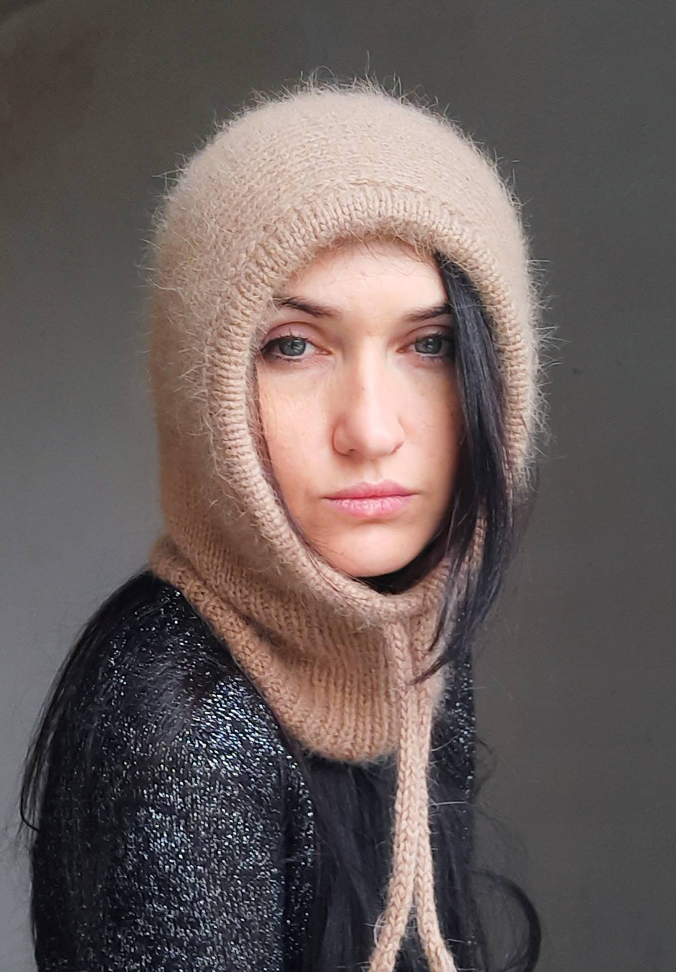Beige Knit Angora Hood/beige Knit Angora Balaclava/knitted - Etsy