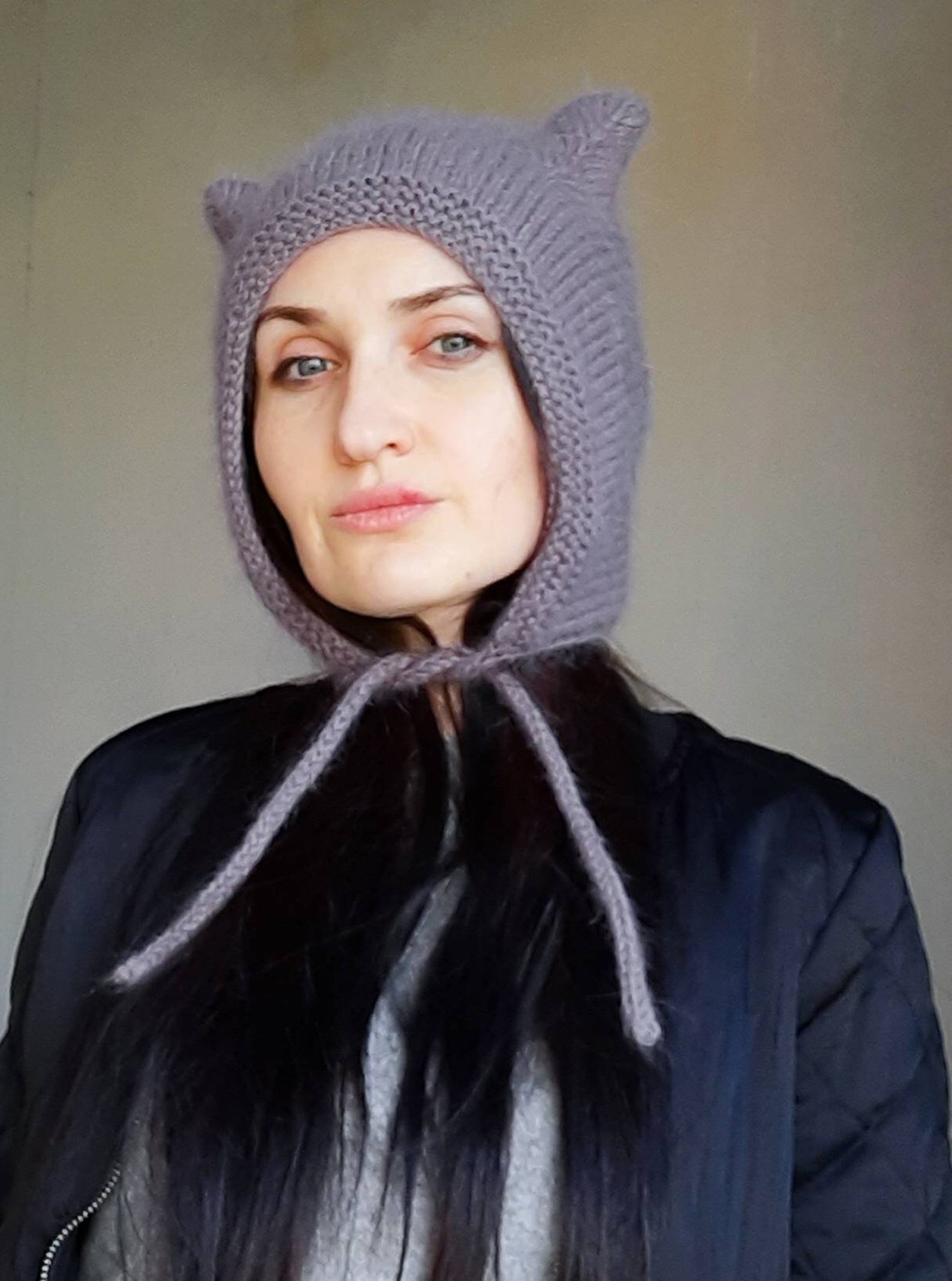 Cat Ears Knit Adult Bonnet/mokko Knit Adult Bonnet Hat/cat Ears Mokko ...