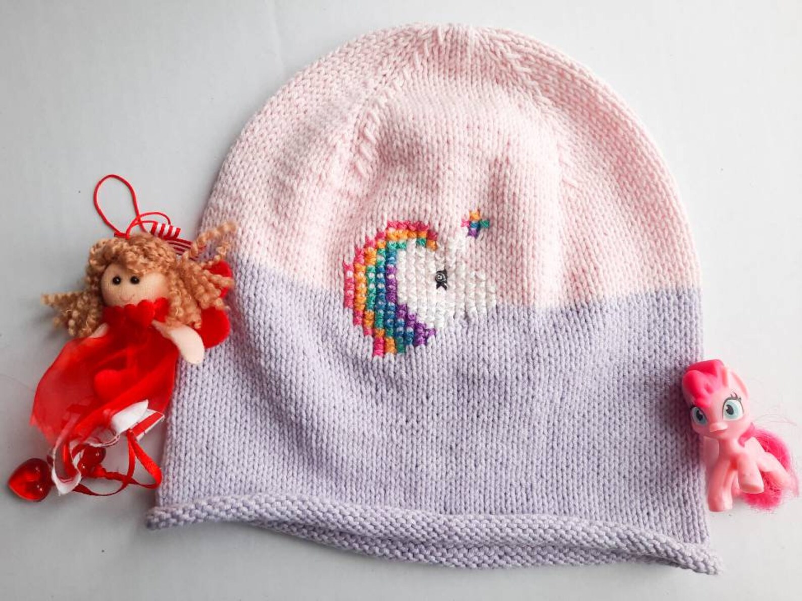 Girls Pink Beanie With Unicorn/knit Cotton Beany With - Etsy