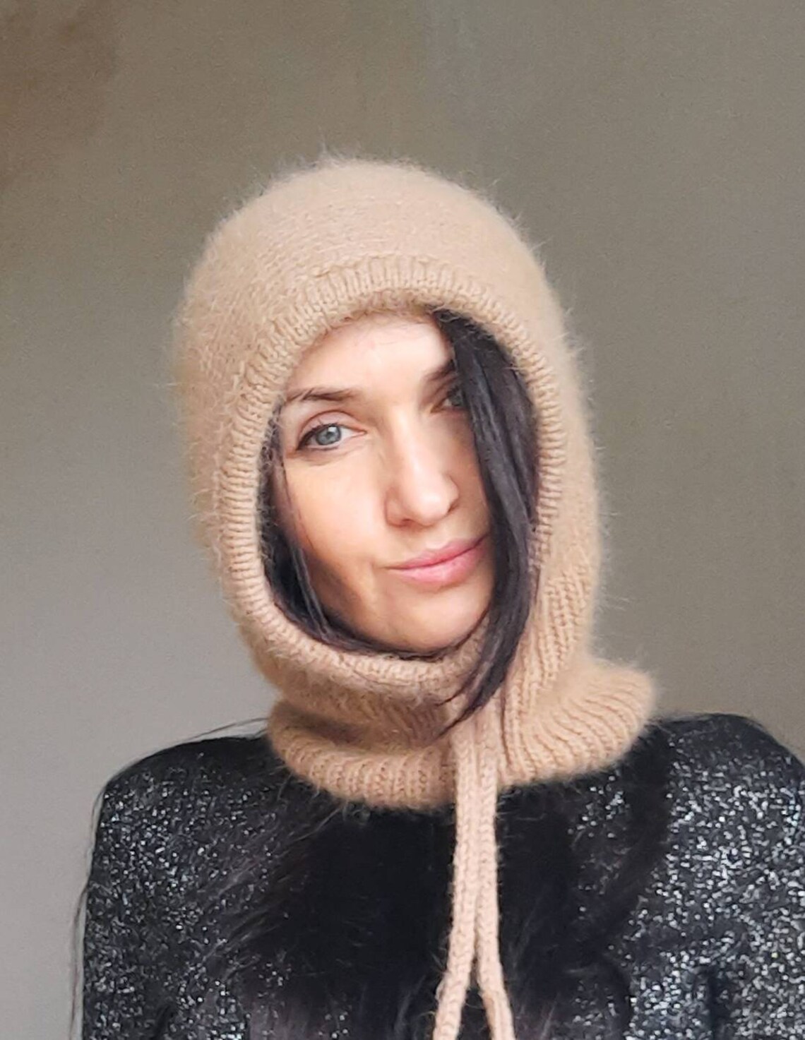 Beige Knit Angora Hood/beige Knit Angora Balaclava/knitted - Etsy