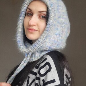 Knit Angora Hood/pastel Blue Knit Angora Balaclava/rainbow - Etsy