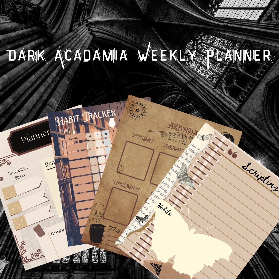 Dark Academia Weekly Planner - Etsy