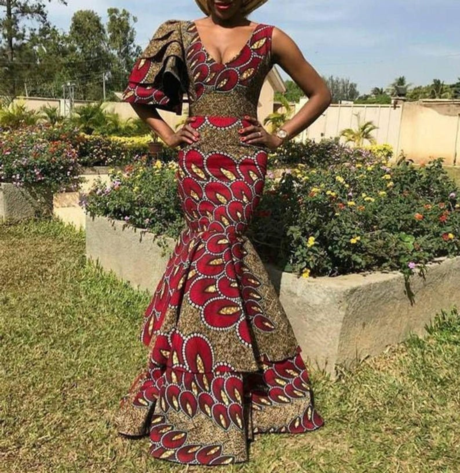 African Mermaid Gown Ankara Midi Dress Wedding Clothing Etsy