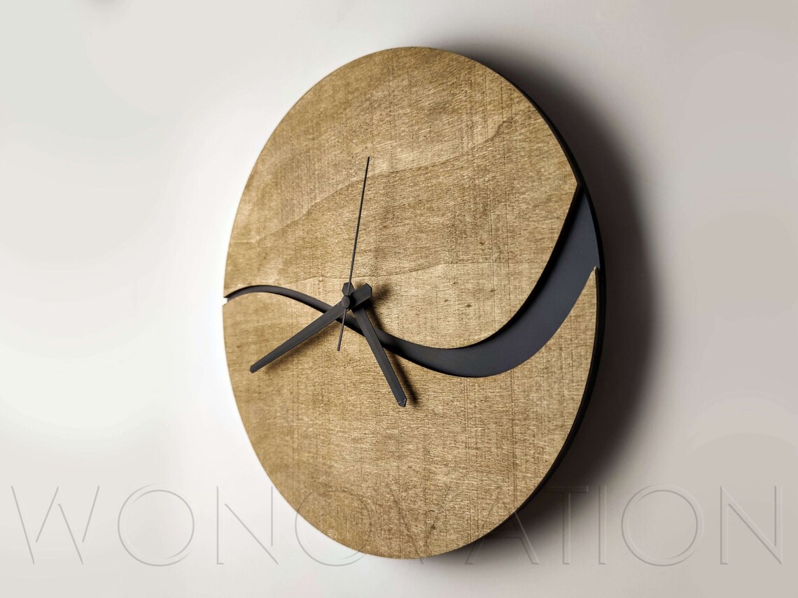 Modern Wall Clock Silent Unique Wood Minimalist Wall Clock 16 - Etsy