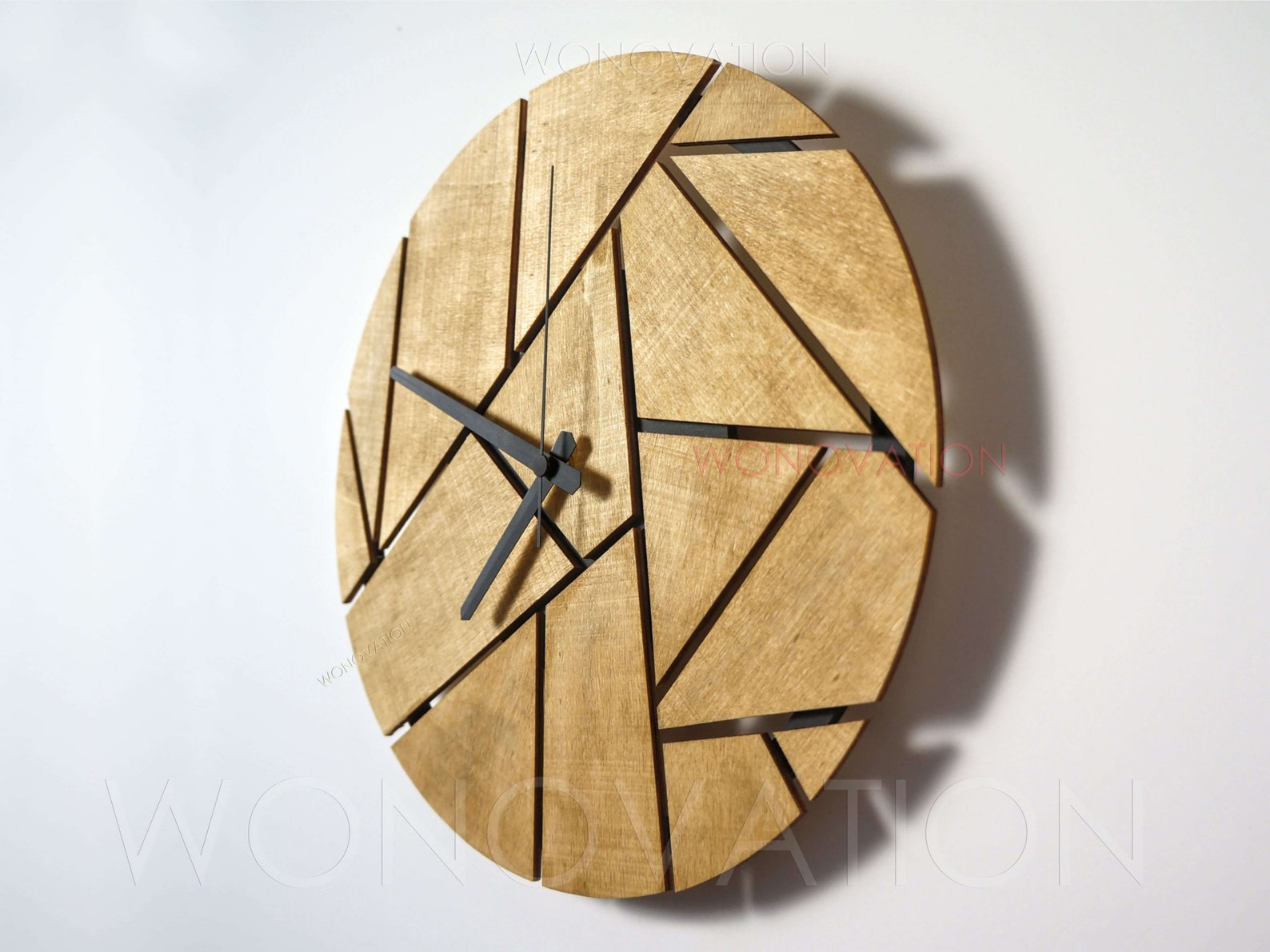 Modern Wall Clock Silent Unique Wood Geometric Wall Clock 16 - Etsy