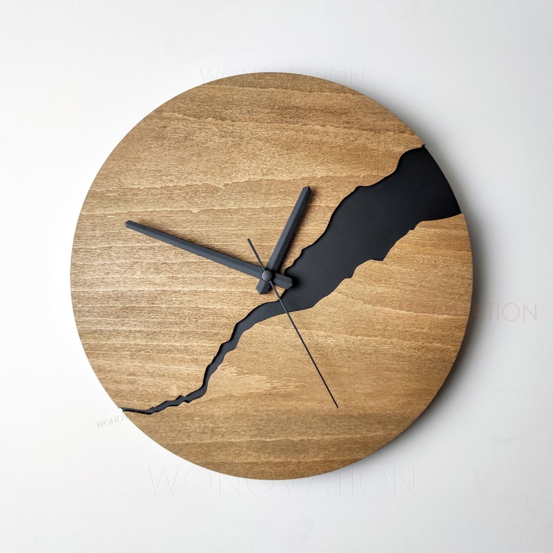 Modern Wall Clock With Numbers Silent Unique Wood Minimalist - Etsy