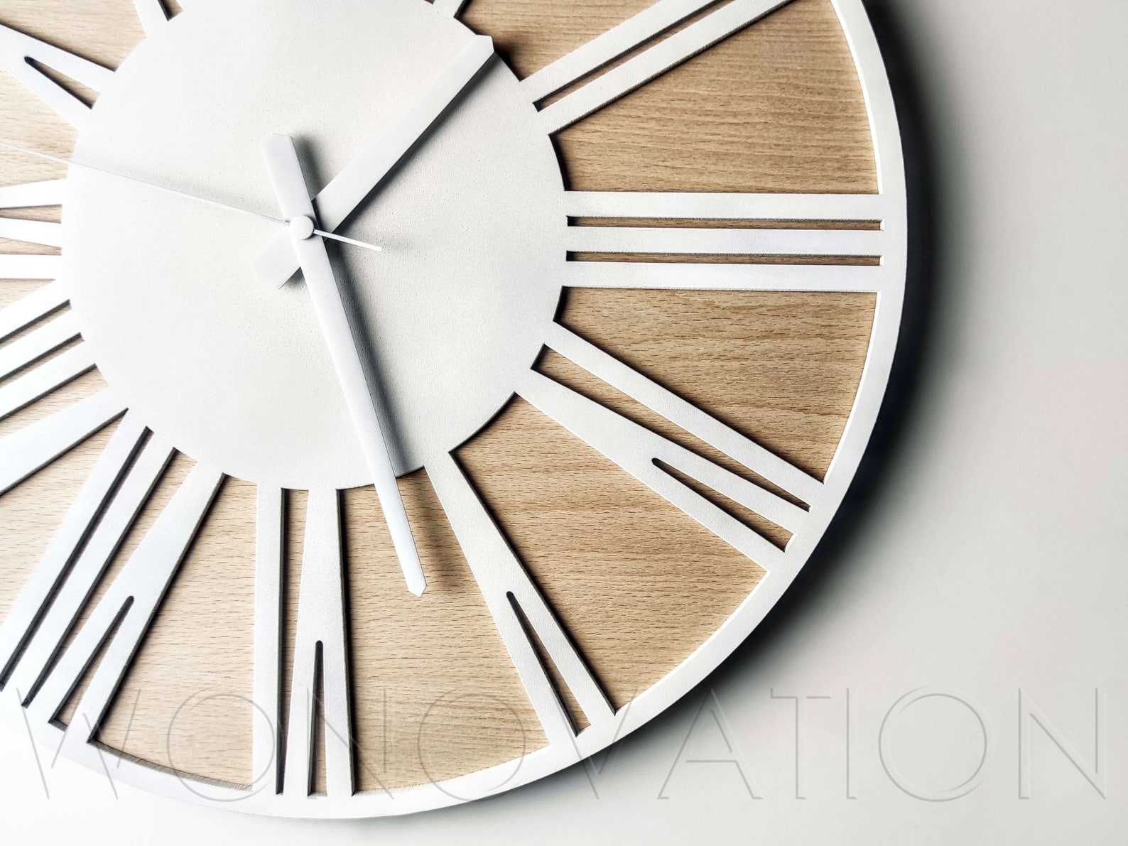 Unique Wall Clock Silent Modern Wood Minimalist Large Wall - Etsy