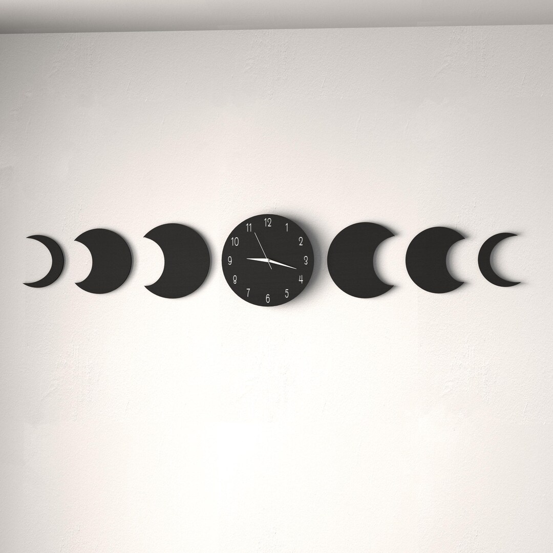 Oversized Wall Clock, Moon Phase Large Wall Decor Kit, Boho, Minimalist ...