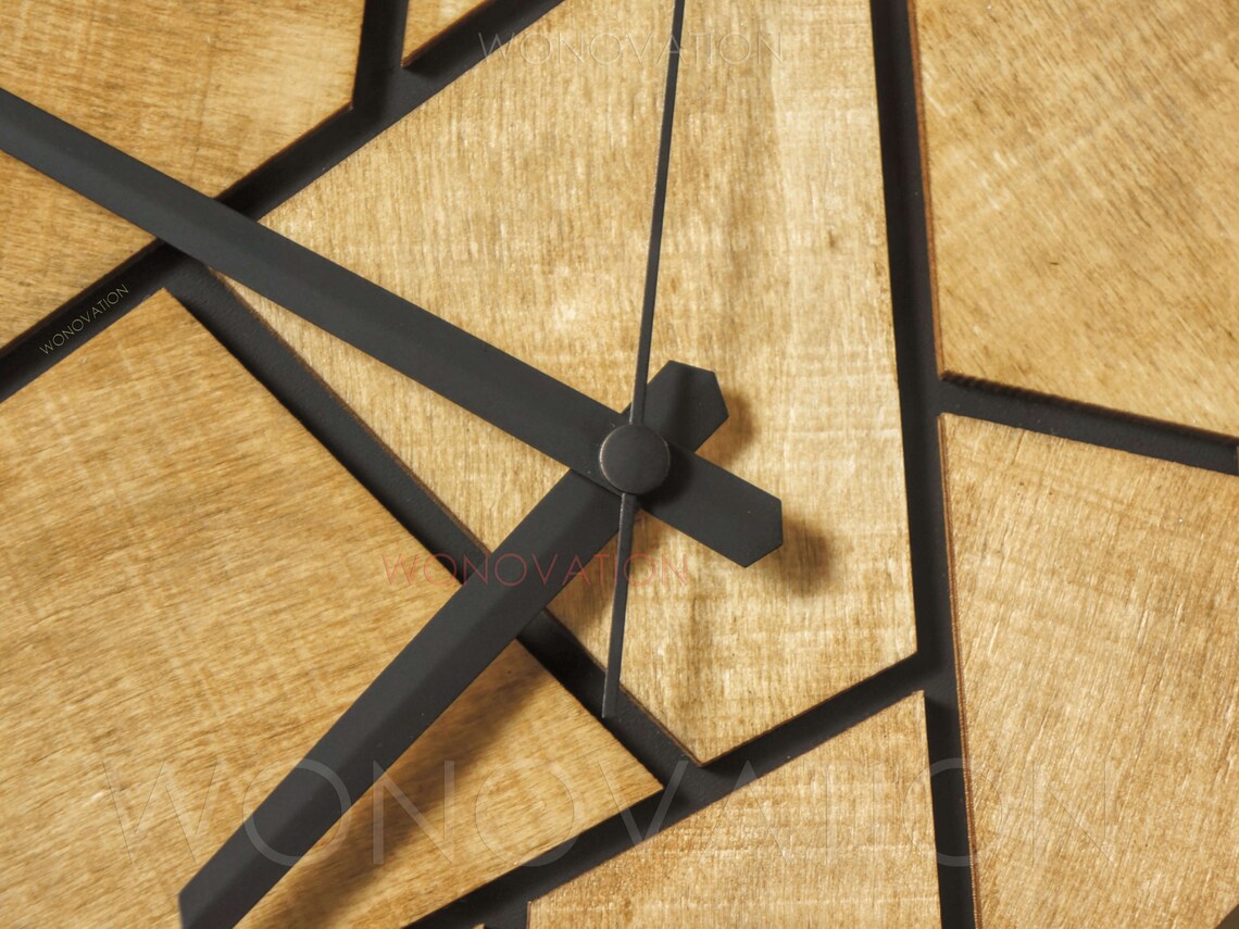 Modern Wall Clock Silent Unique Wood Geometric Wall Clock 16 - Etsy
