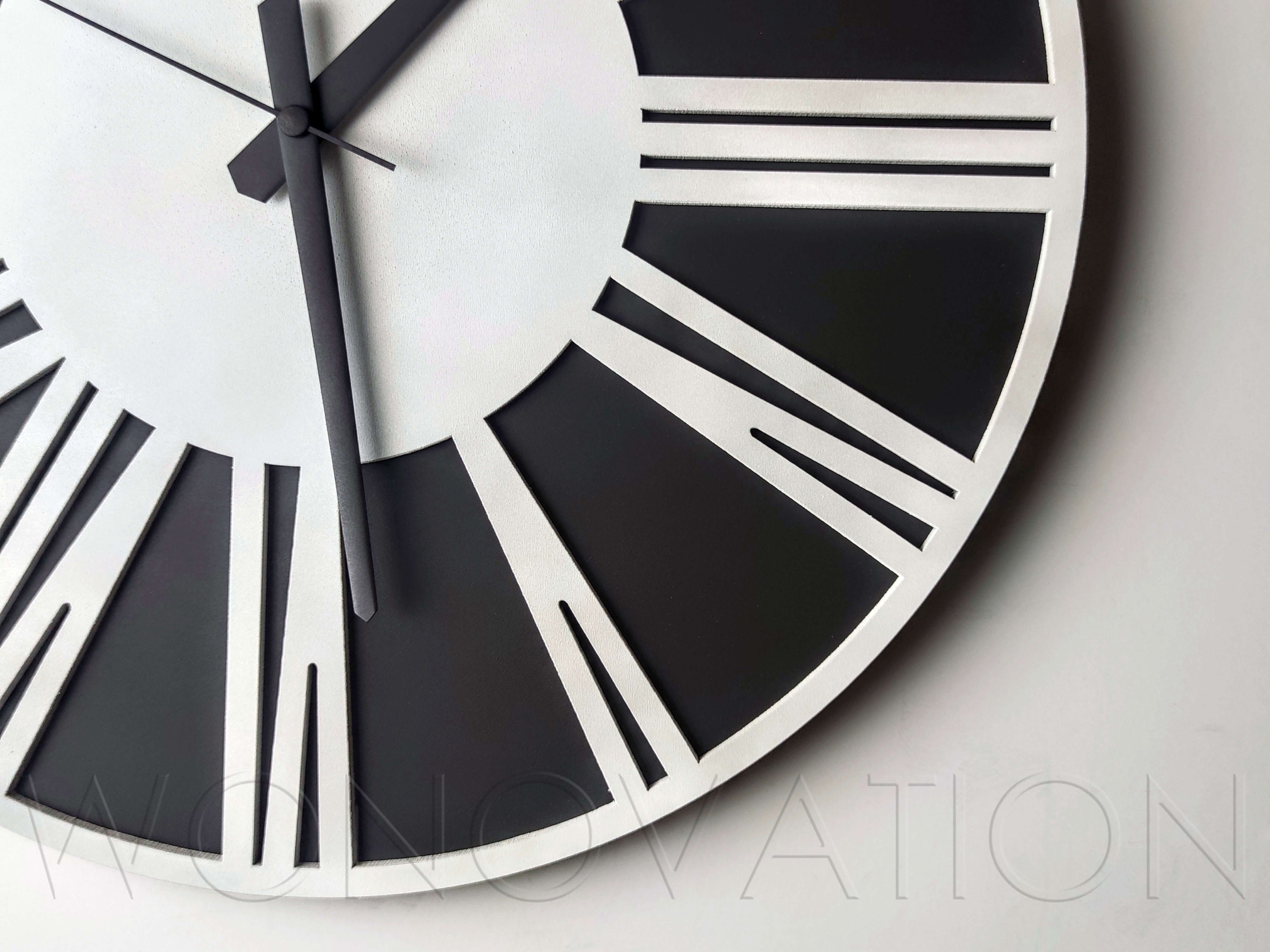 Unique Wall Clock Silent Modern Wood Minimalist Large Wall - Etsy