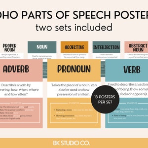 Parts of Speech Posters Boho Classroom Decor Educational - Etsy