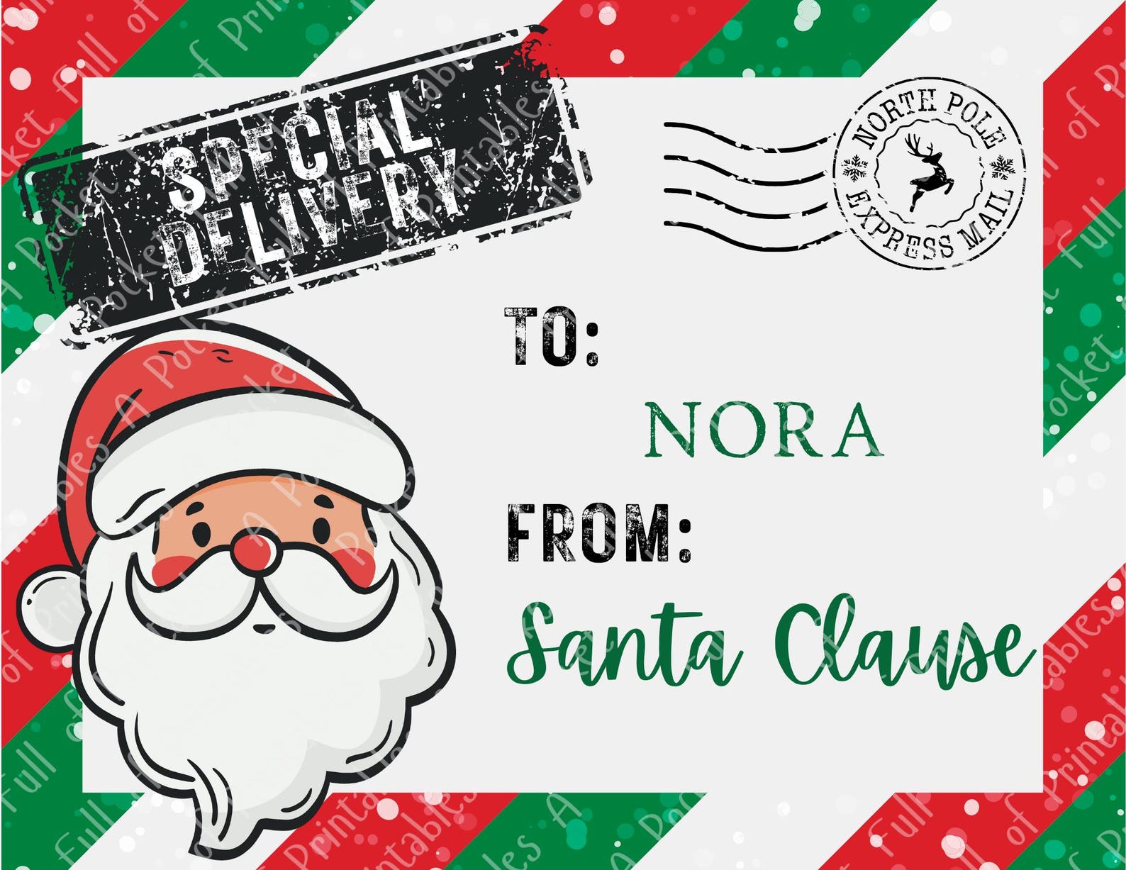 North Pole Express Mail Stamp (printable Tag) - Etsy