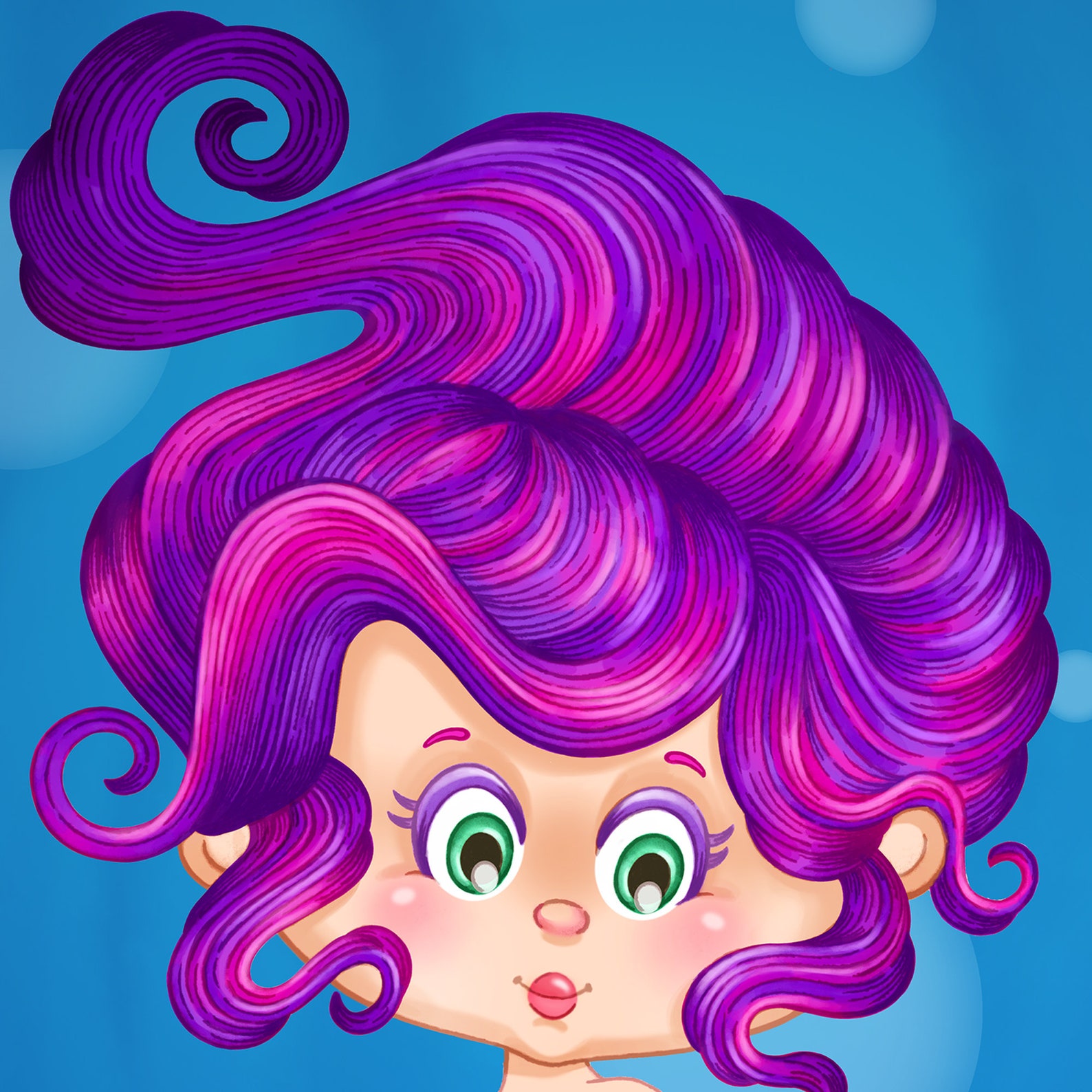 Juno and Violet, Mermaid and Cat, Digital Art Print, Baby's Room, Kid's ...