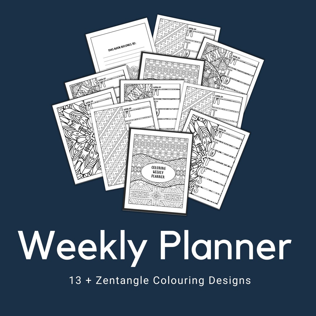 Colouring Weekly Printable Planner Zentangle Printable - Etsy