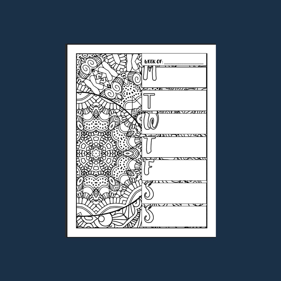 Colouring Weekly Printable Planner Zentangle Printable - Etsy