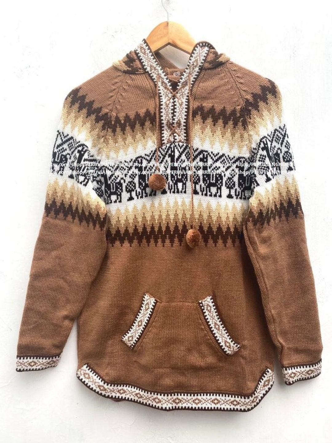 Camel Alpaca Unisex Sweater, Alpaca Wool Cardigan Little Llamas Hoodie ...