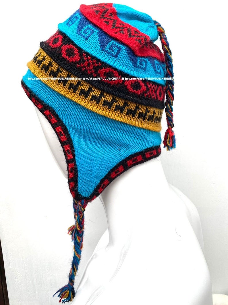Black Unisex Peruvian Alpaca Hat Chullo With Earflaps 100% - Etsy