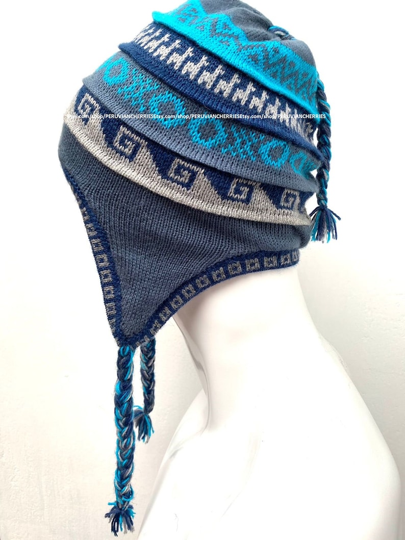 Unisex Peruvian Alpaca Hat Chullo With Earflaps 100% Lining Soft Fleece ...