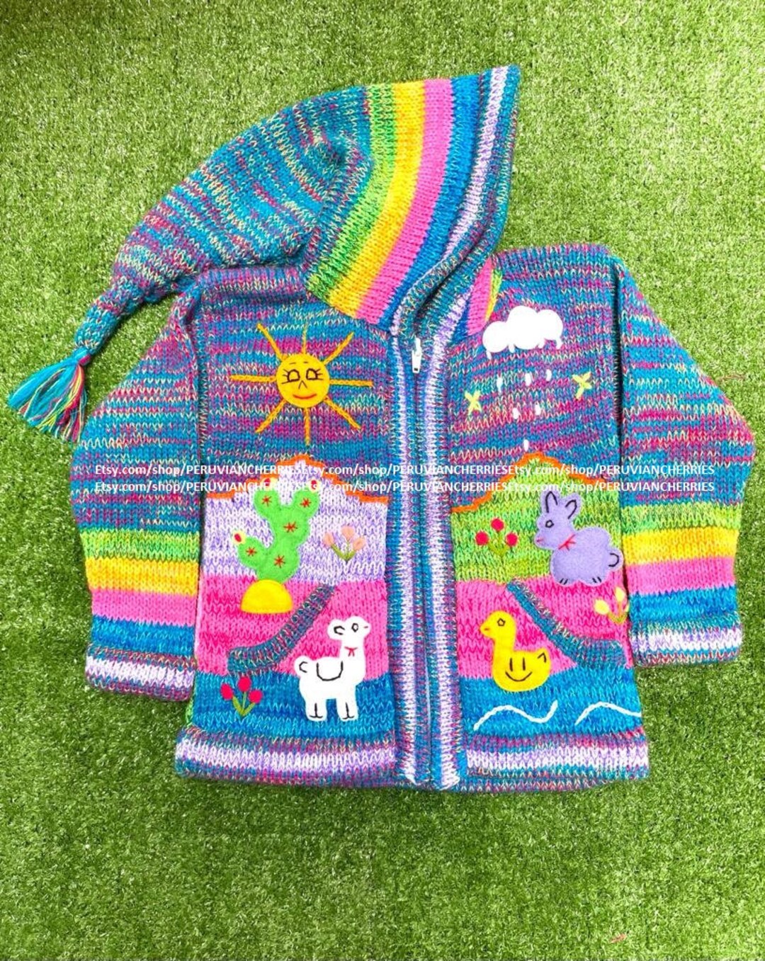 Rainbow Children Hoodie Peruvian Sweater, Unique Peru Hood Kids Wool ...