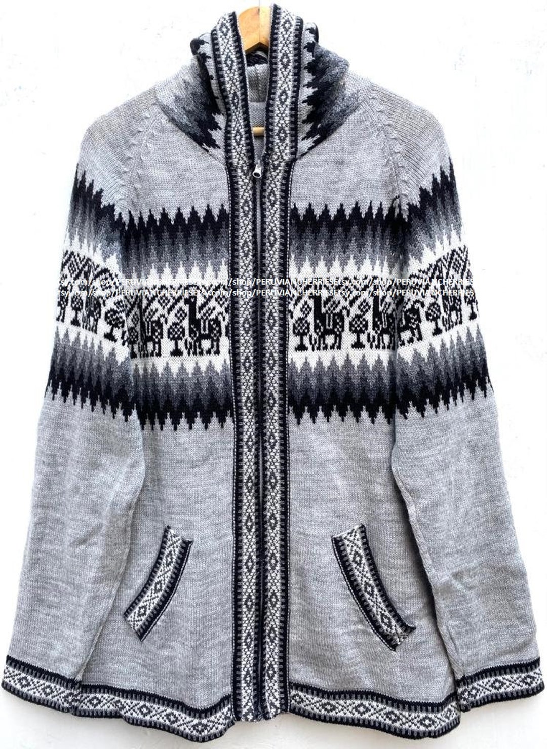 Gray Alpaca Sweater Unisex Xl, Xxl and Xxxl SIZE Alpaca Wool Cardigan ...