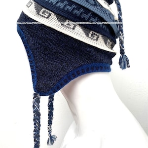 Blue With Orange Unisex Peruvian Alpaca Hat Chullo With Earflaps 100% ...