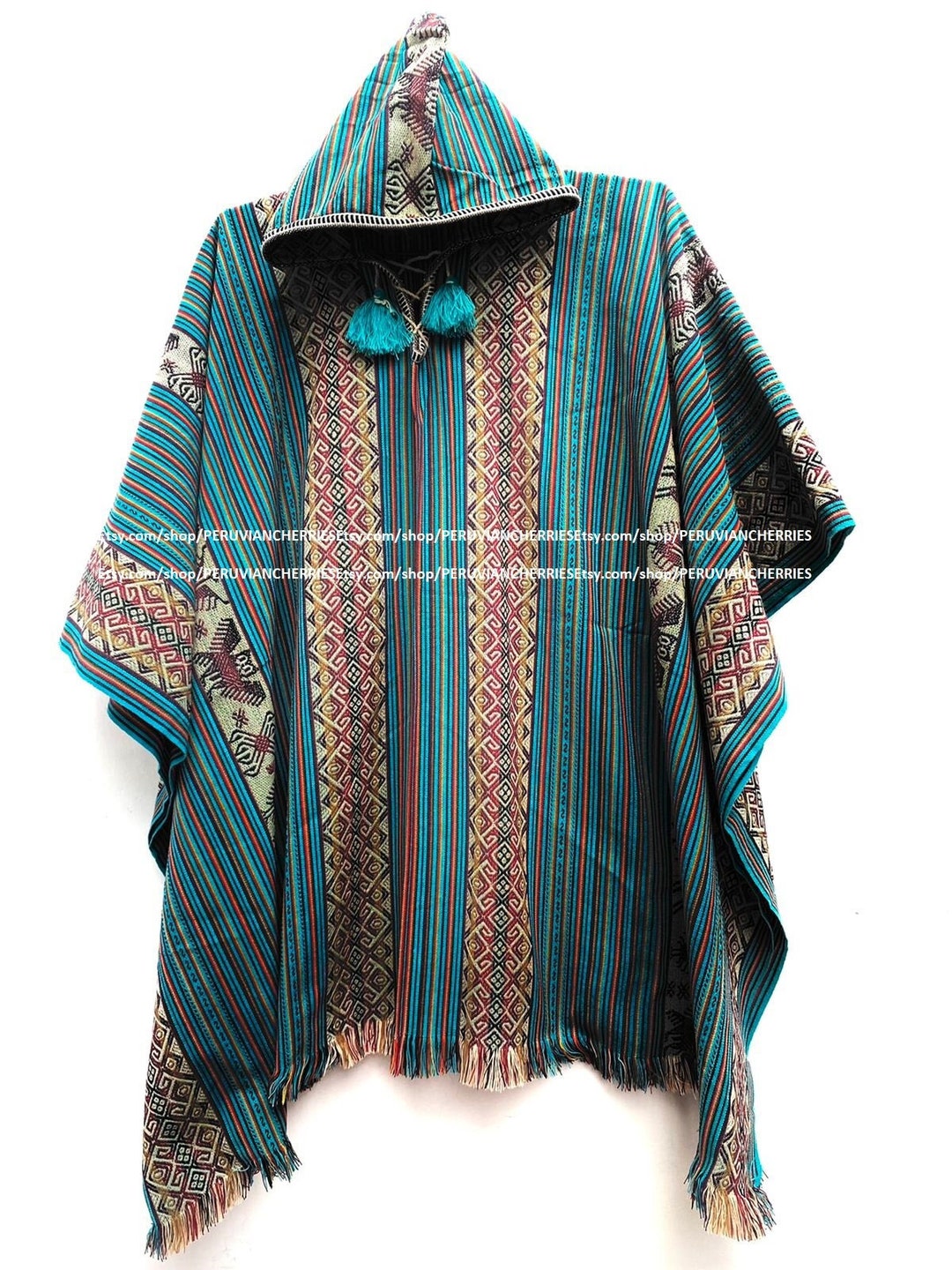 Alpaca Poncho Turquoise for Men and Woman, Poncho Alpaca Wool, Peru ...