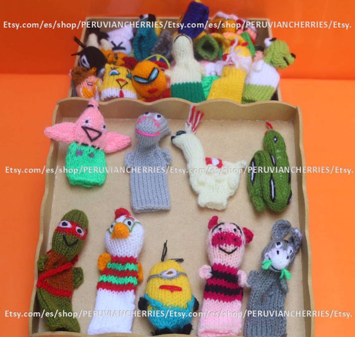 Lot of 9 NEW Handknitted Peruvian Crochet Finger Puppets | Etsy