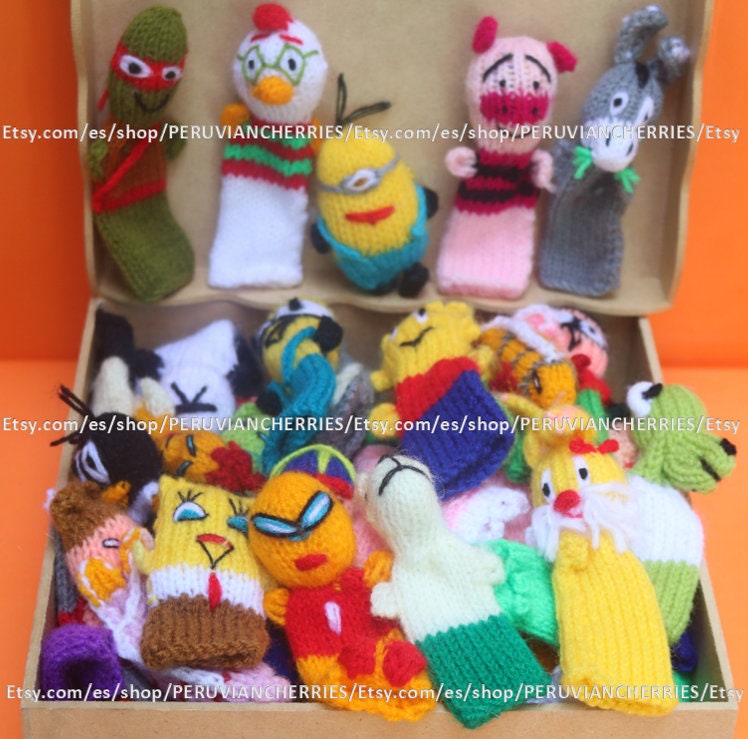 Lot of 9 NEW Handknitted Peruvian Crochet Finger Puppets | Etsy