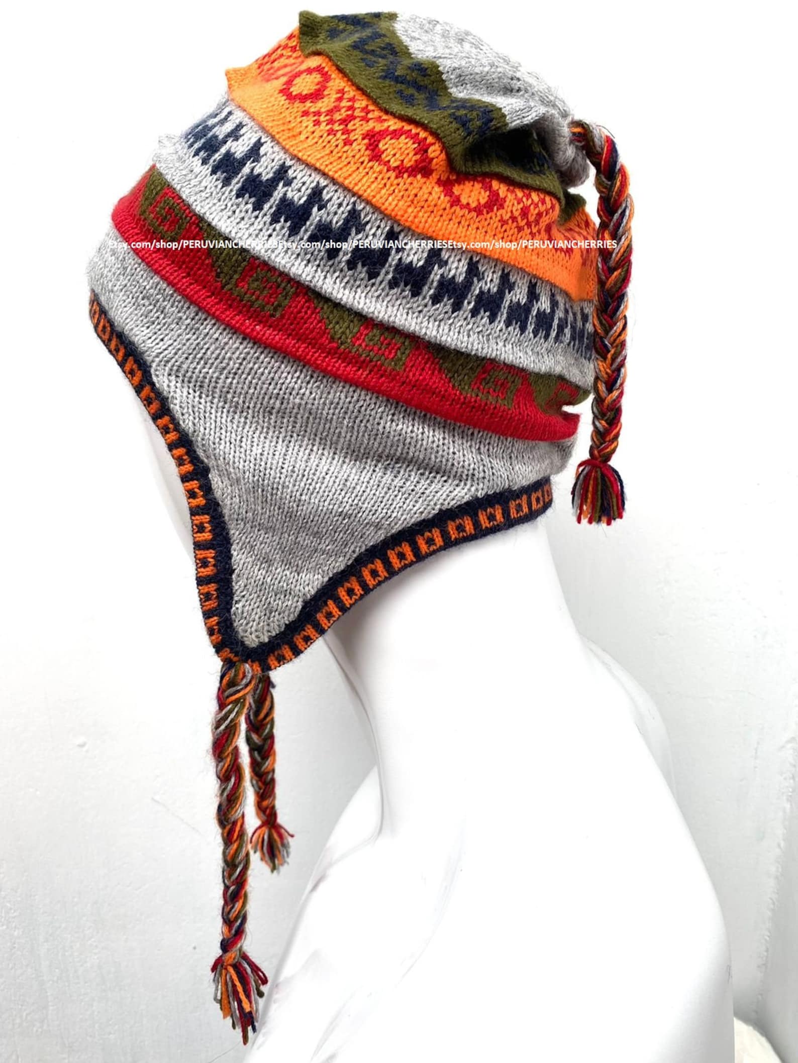 Unisex Peruvian Alpaca Hat Chullo With Earflaps 100% Lining Soft Fleece ...
