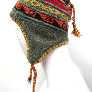 Blue With Orange Unisex Peruvian Alpaca Hat Chullo With Earflaps 100% ...
