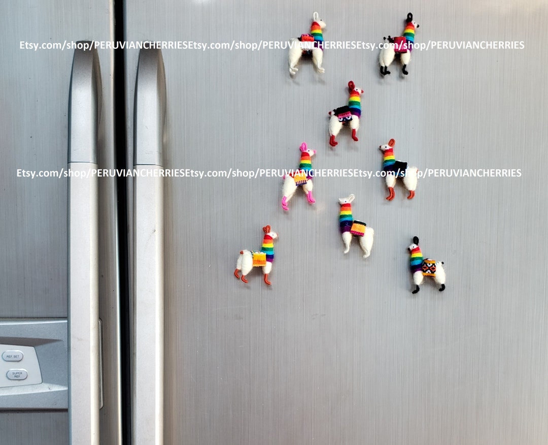 8 Llama Alpaca Fridge Magnet Andean Collectible Handcrafted Miniature ...