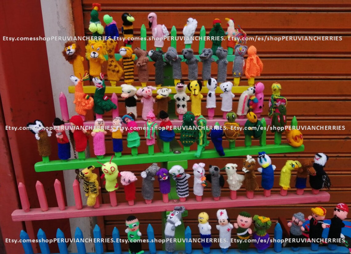 Lot of 9 NEW Handknitted Peruvian Crochet Finger Puppets - Etsy