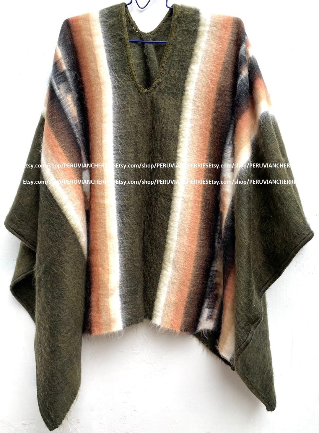 Green Military Alpaca Poncho for Men and Woman, Length 67" Width 57 ...